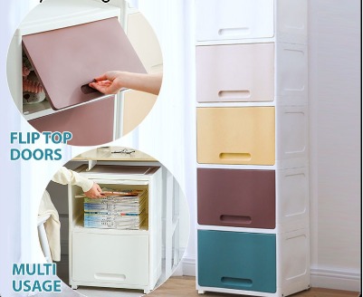 Flip Top Cabinet / Plastic Storage Box Drawer home Organizer Container ...