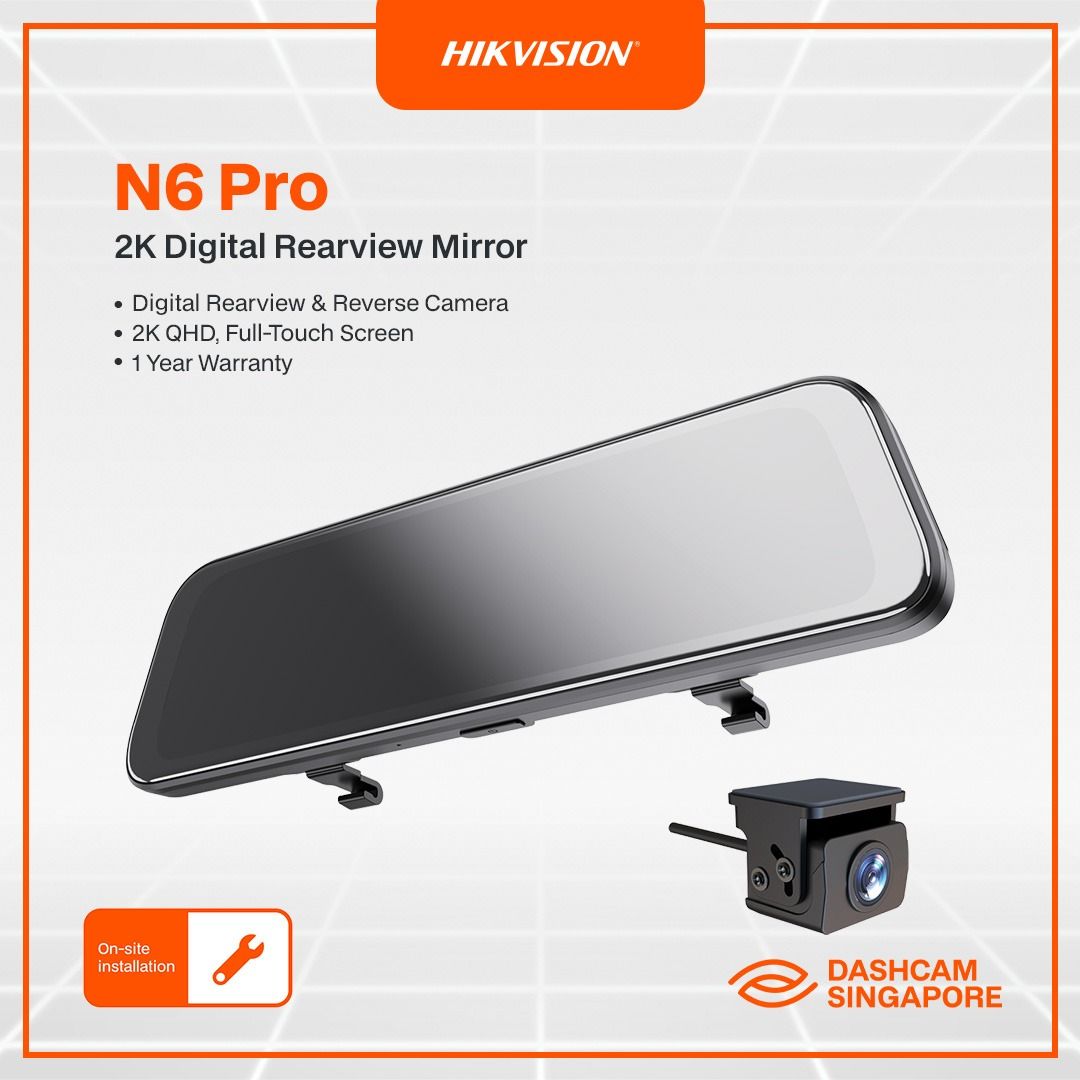 HikVision N6 Pro 2K Digital Rearview Dashcam | Reverse Camera | Installation on-site at your ...