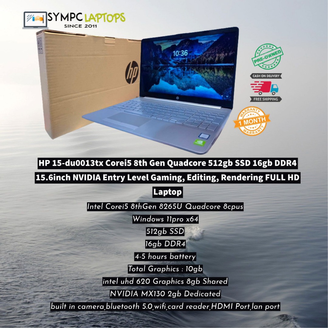 HP 15-du0013tx Corei5 8th Gen Quadcore 512gb SSD 16gb DDR4 15.6inch ...