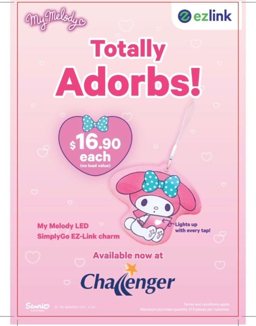 Instocks - Authentic Sanrio my melody LED simply go light up EZ-Link ...