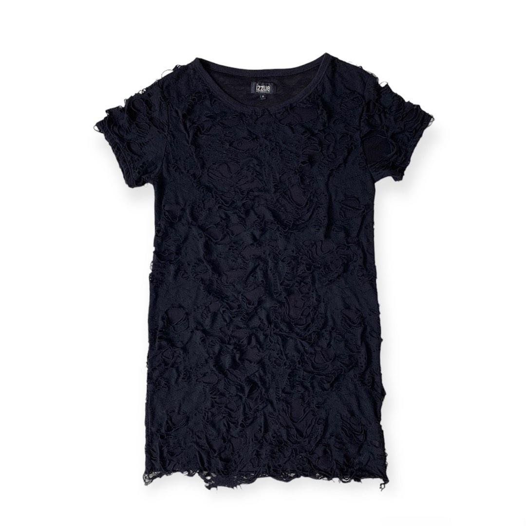 Izzue Destroyed Ragged Sheer Long Top / Dress with Mesh Inserts # post ...