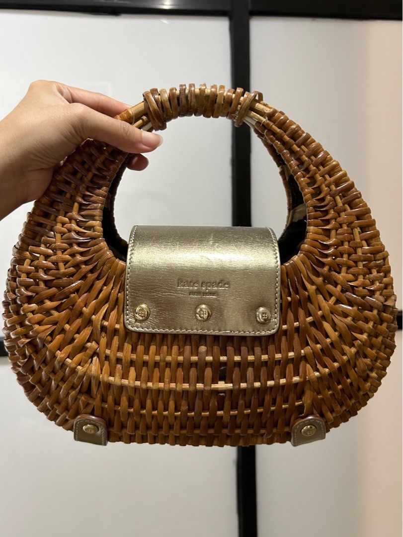 Kate Spade rattan bag (moon shaped), Luxury, Bags & Wallets on Carousell