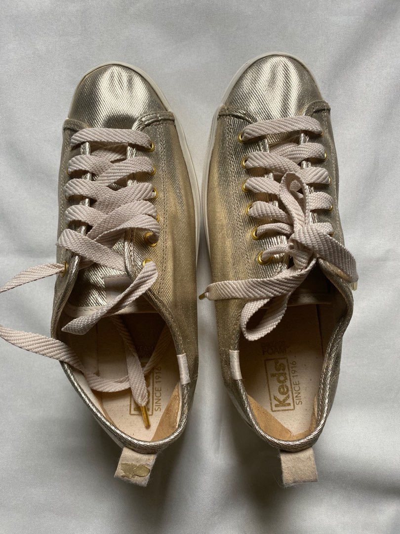 KEDS LIFESTYLE TRIPLE UP MET TWILL SNEAKERS WOMEN GOLD, Women's Fashion ...