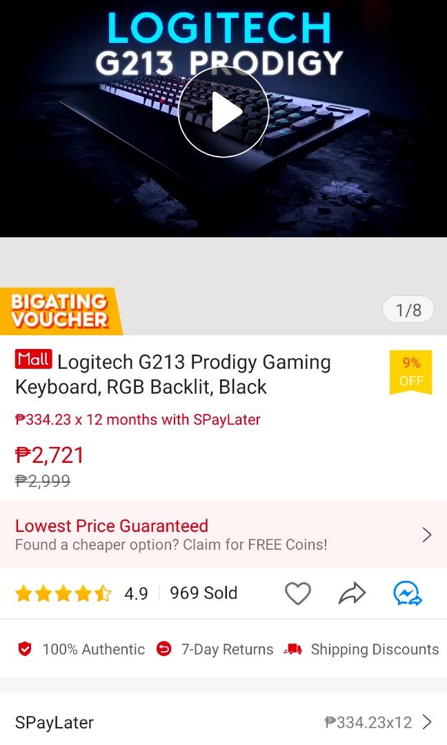 Logitech G213 Prodigy Gaming keyboard, Computers & Tech, Parts & Accessories, Computer Keyboard ...