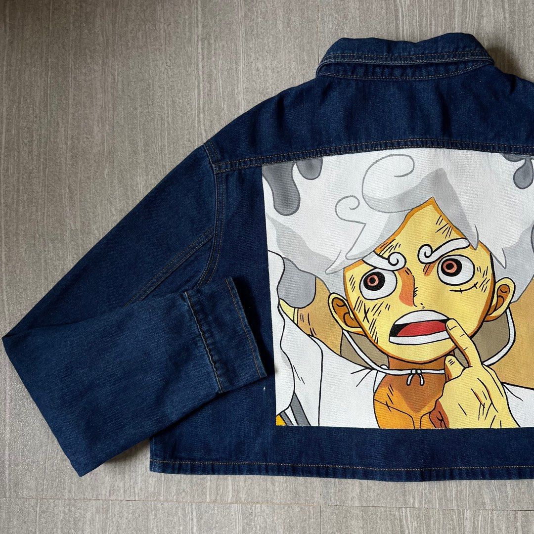 Luffy Gear 5 Hand-Painted Denim Jacket, Women's Fashion, Coats, Jackets ...