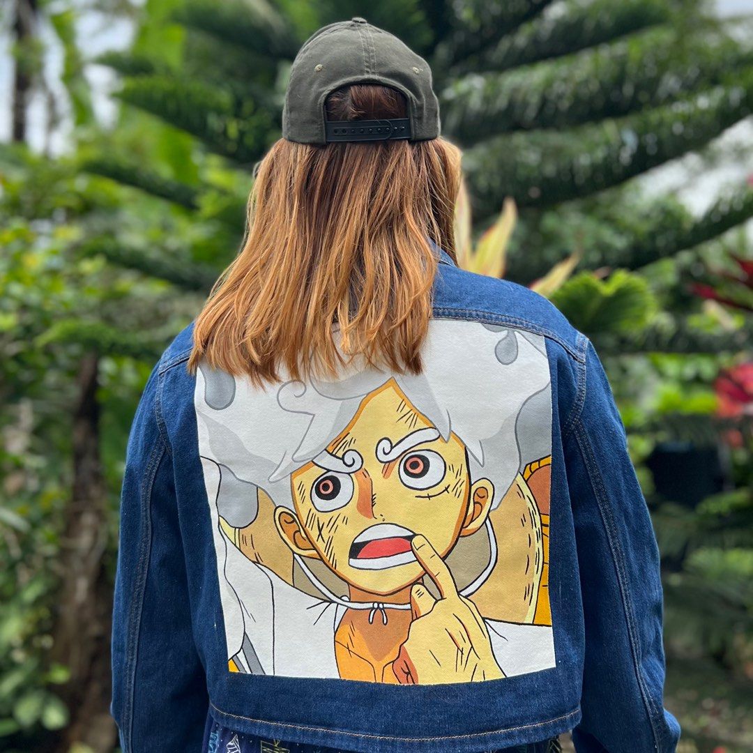 Luffy Gear 5 Hand-Painted Denim Jacket, Women's Fashion, Coats, Jackets ...
