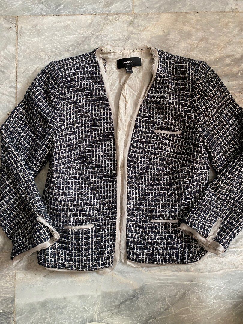 Mango Tweed Suit Jacket Top, Women's Fashion, Dresses & Sets, Sets or ...