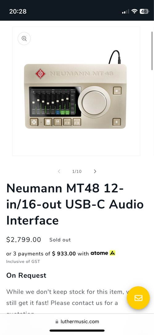 Neumann MT48 12-in/16-out USB-C Audio Interface, Audio, Other Audio ...