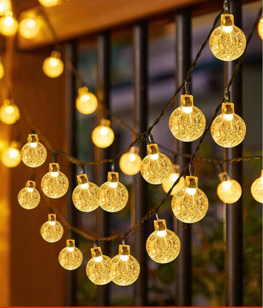 NEW 22 m solar powered balcony lights (200 bulbs), Furniture & Home ...