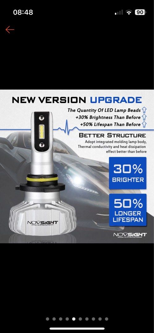 Novsight car LED 6500K, Auto Accessories on Carousell