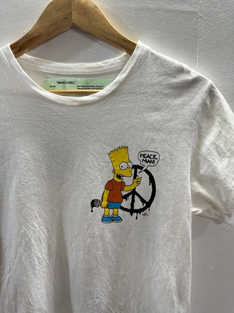 OFF WHITE X The Simpsons Bart Peace Sign T-, Women's Fashion, Tops ...