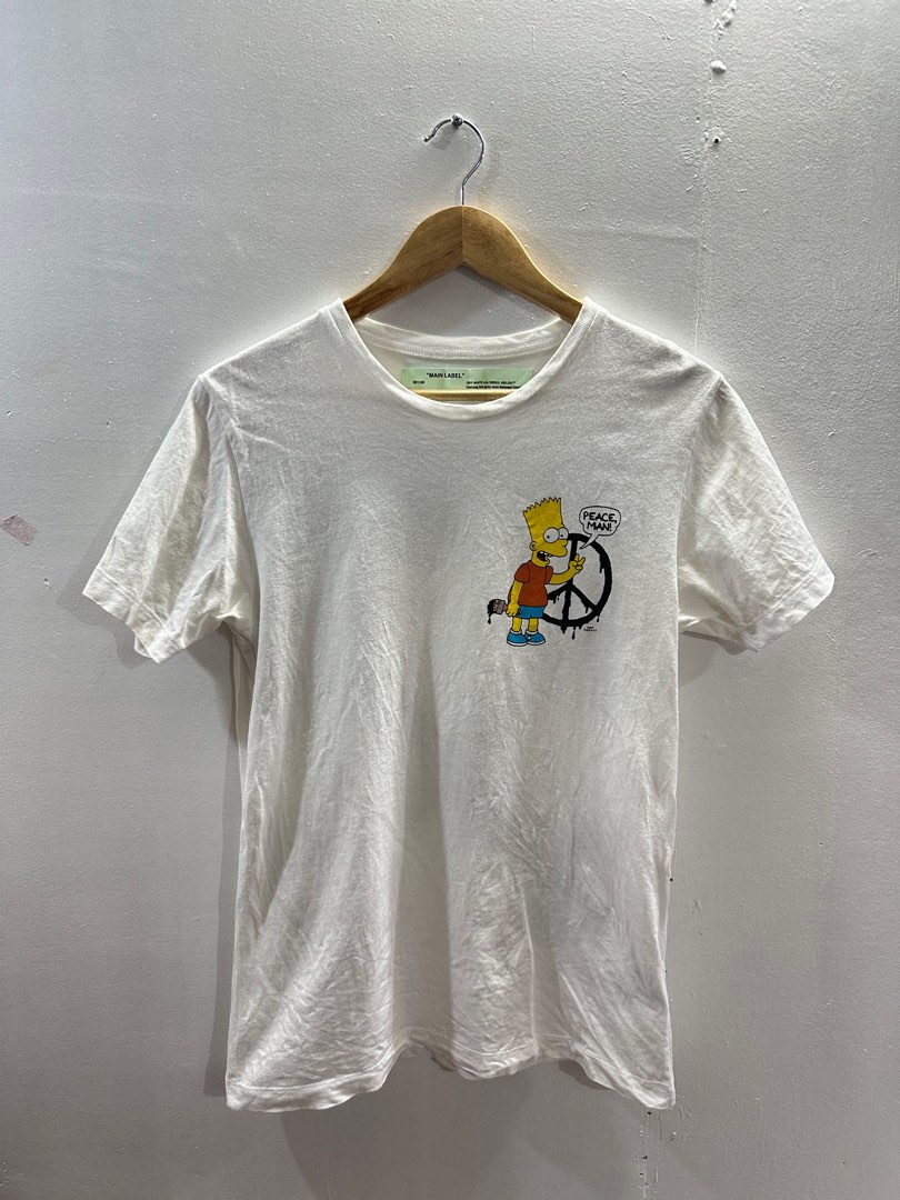 OFF WHITE X The Simpsons Bart Peace Sign T-, Women's Fashion, Tops ...