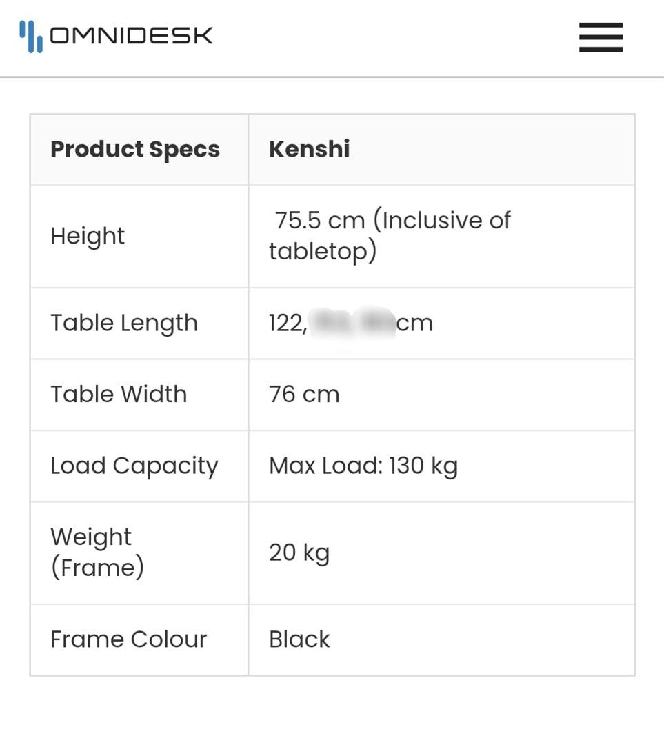 Omnidesk Table Kenshi, Furniture & Home Living, Furniture, Tables ...