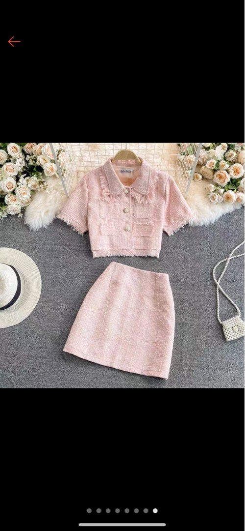 Pink Coords Tweed, Women's Fashion, Dresses & Sets, Sets or Coordinates ...