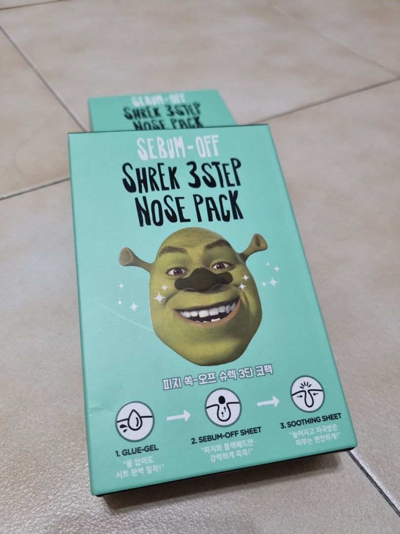 Sebum-off Shrek 3 step nose pack, Beauty & Personal Care, Face, Face ...