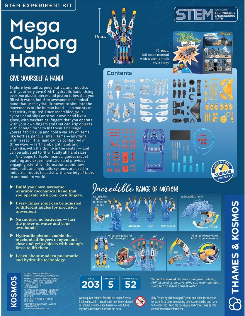 Thames & Kosmos Mega Cyborg Hand STEM Experiment Kit | Build Your Own ...