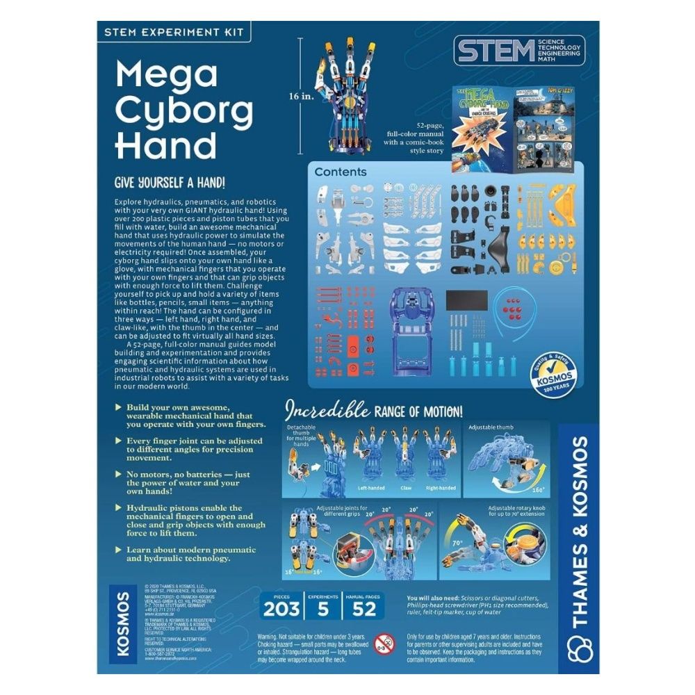 Thames & Kosmos Mega Cyborg Hand STEM Experiment Kit | Build Your Own GIANT Hydraulic Hand ...