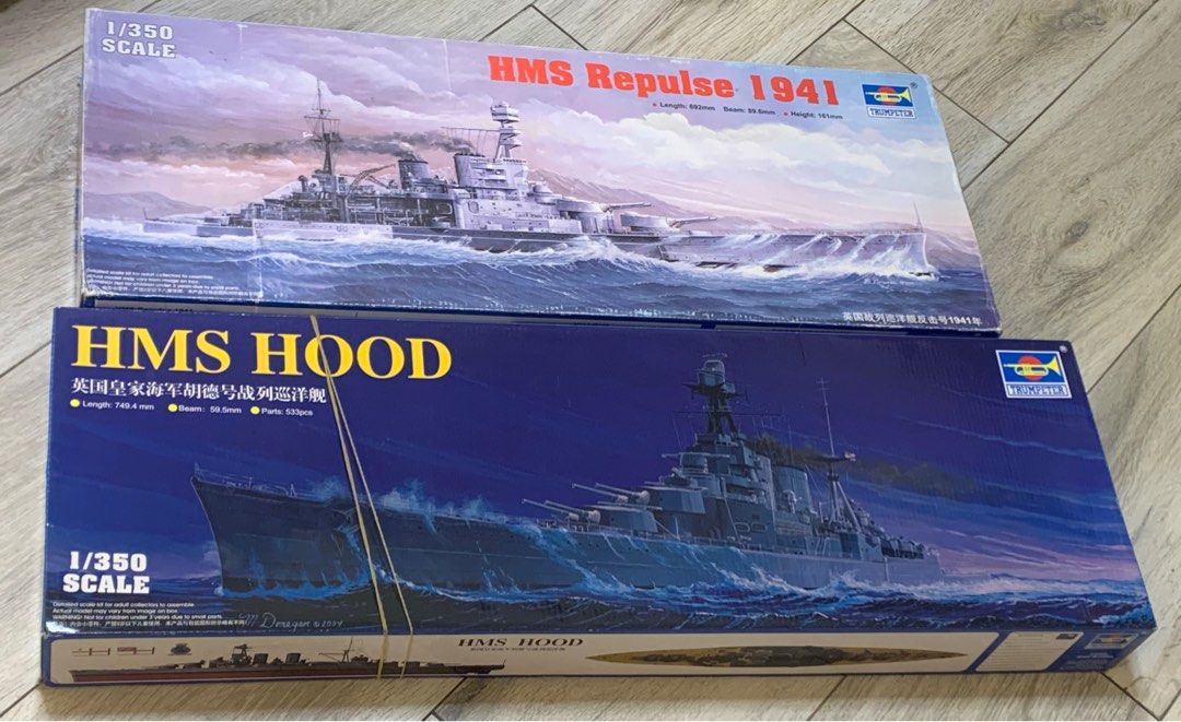 Trumpeter 1/350 HMS Hood and HMS Repulse , 興趣及遊戲, 玩具 & 遊戲類 - Carousell
