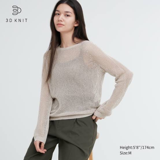 UNIQLO 3D knit mesh top, Women's Fashion, Tops, Longsleeves on Carousell