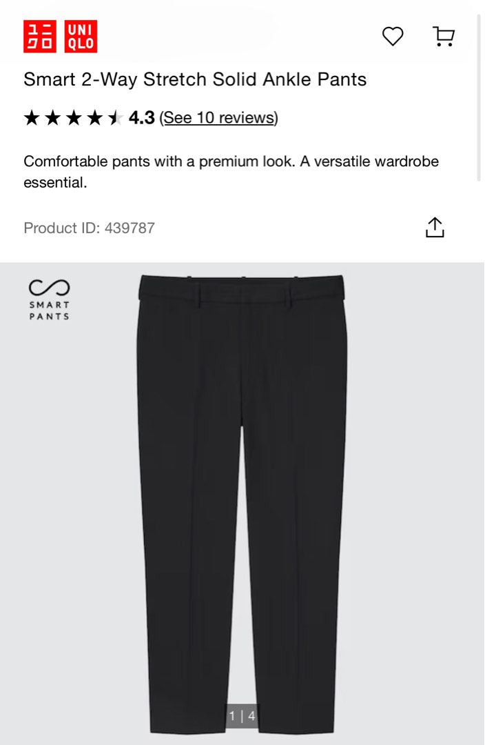 UNIQLO Smart 2-Way Stretch Solid Ankle Pants (LARGE), Men's Fashion, Bottoms, Trousers on Carousell