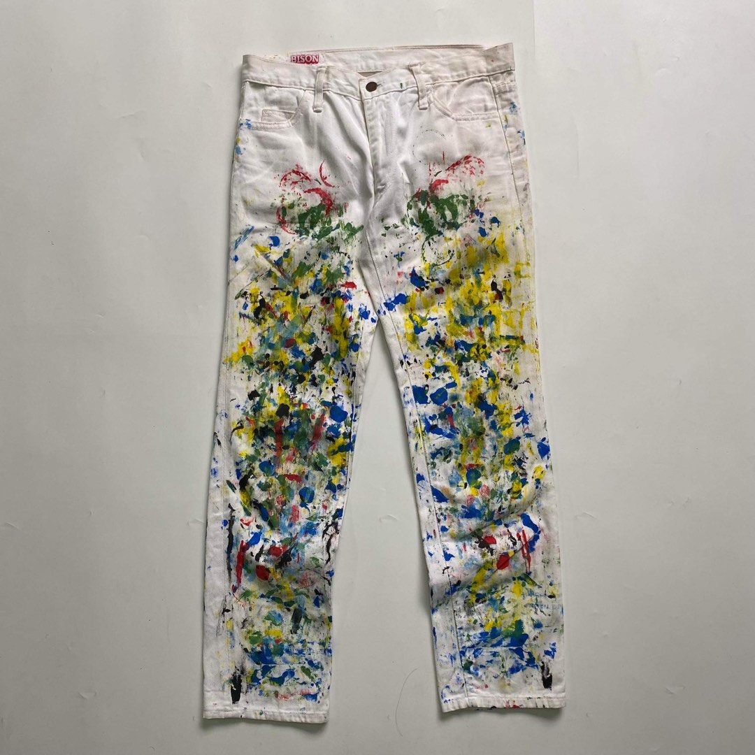 Vintage Bison Western Paint Splattered Pants, Men's Fashion, Bottoms ...