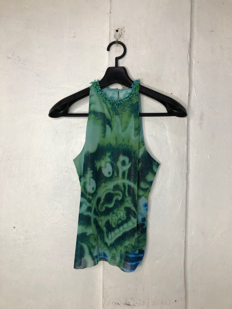 Vivienne Tam Green Dragon Tank Top, Women's Fashion, Tops, Sleeveless ...