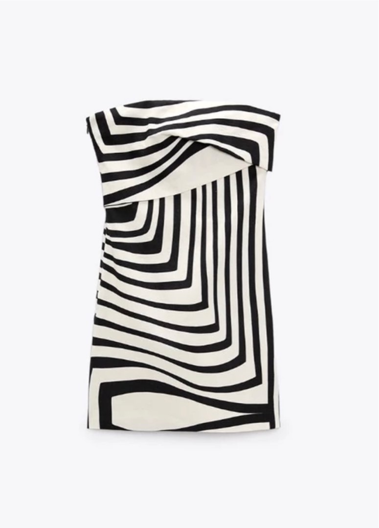Zara Black and White Linen Tube Dress, Women's Fashion, Dresses & Sets ...