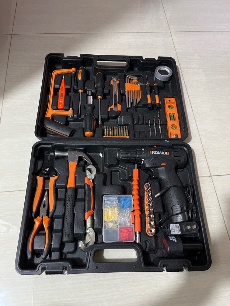 12v cordless drill tool set with 2 batteries, Furniture & Home Living ...