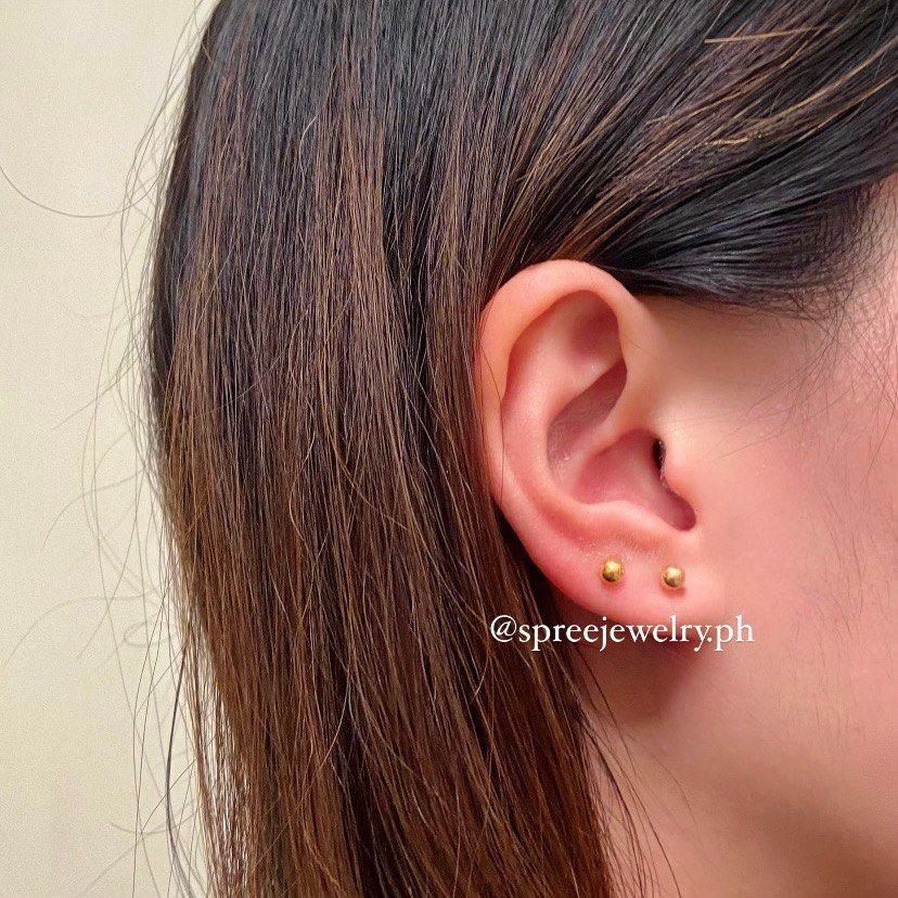 18k gold screw type de roscas ball studs, Women's Fashion, Jewelry ...