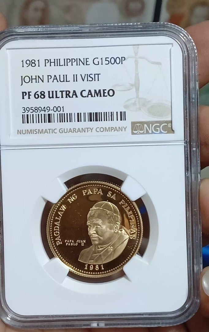 1981 Philippine 1500 piso 21carats pope gold 1000 mintage only limited ...