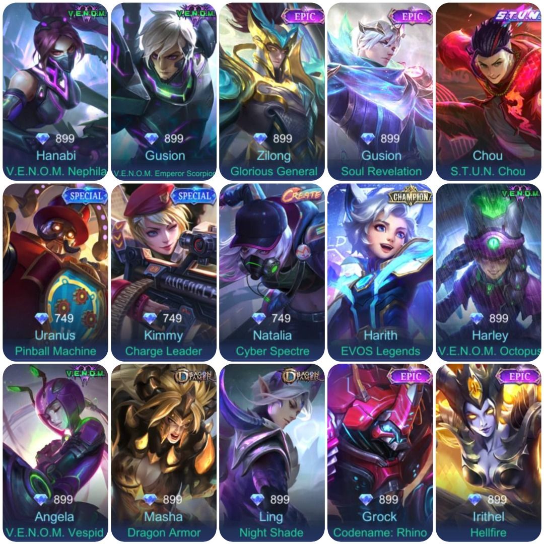 270 Skins Mobile Legends Account (MLBB Account/ML Account) #52, Video ...