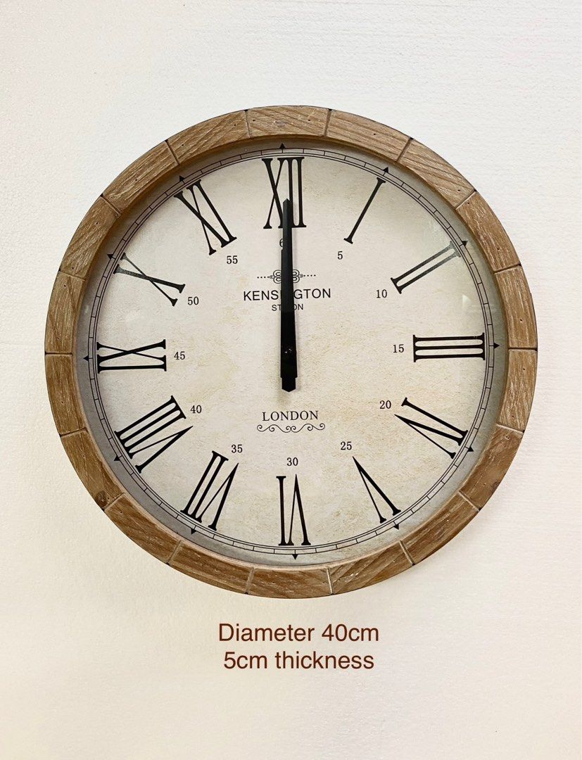 40 cm rustic wooden farmhouse clock, Furniture & Home Living, Home ...