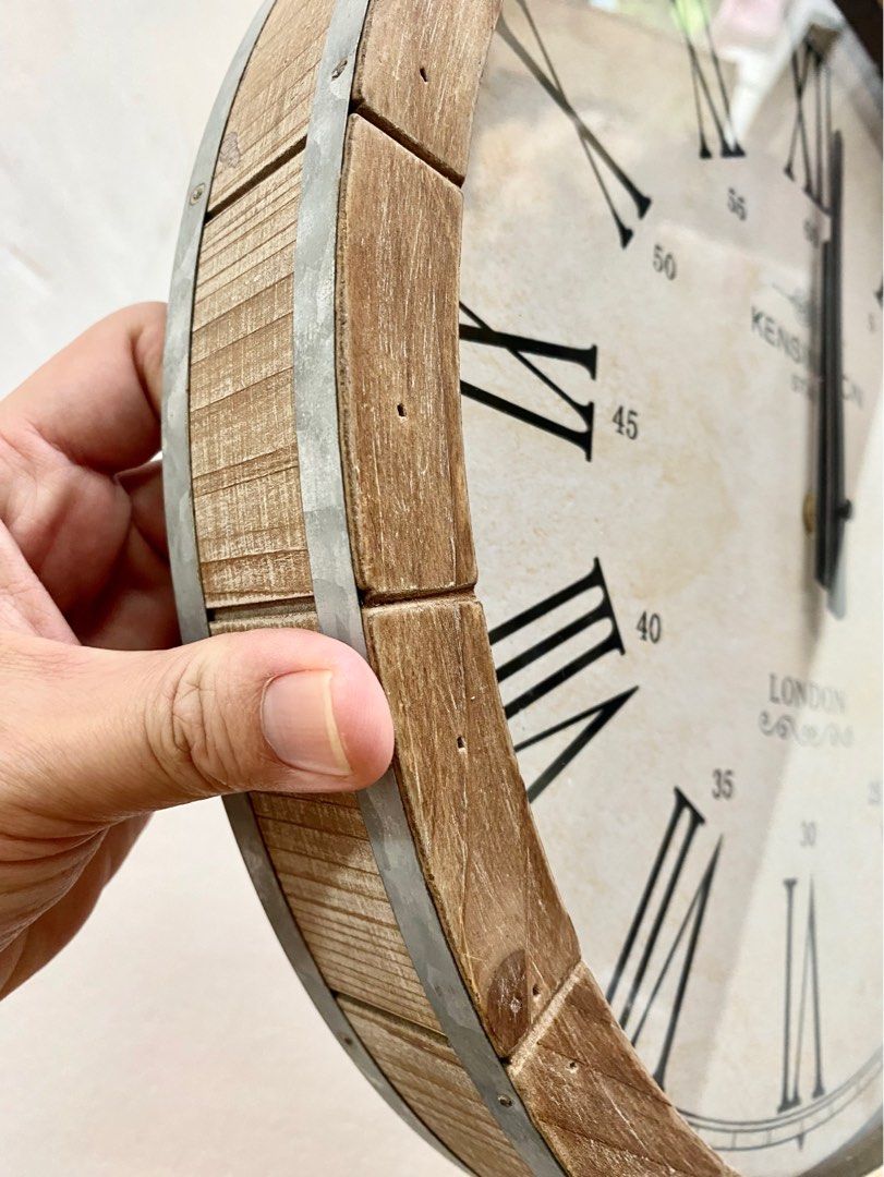 40 cm rustic wooden farmhouse clock, Furniture & Home Living, Home ...