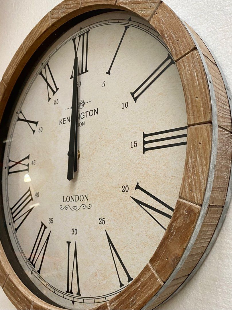 40 cm rustic wooden farmhouse clock, Furniture & Home Living, Home ...
