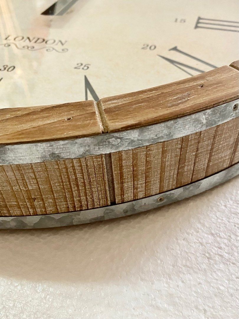 40 cm rustic wooden farmhouse clock, Furniture & Home Living, Home ...