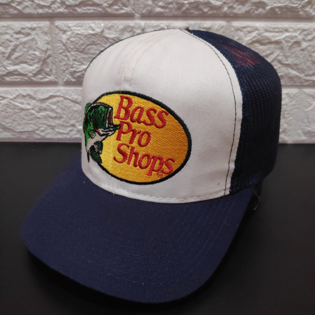 BASS PRO SHOPS Fishing Trucker Snapback Cap Navy Blue, Men's Fashion ...