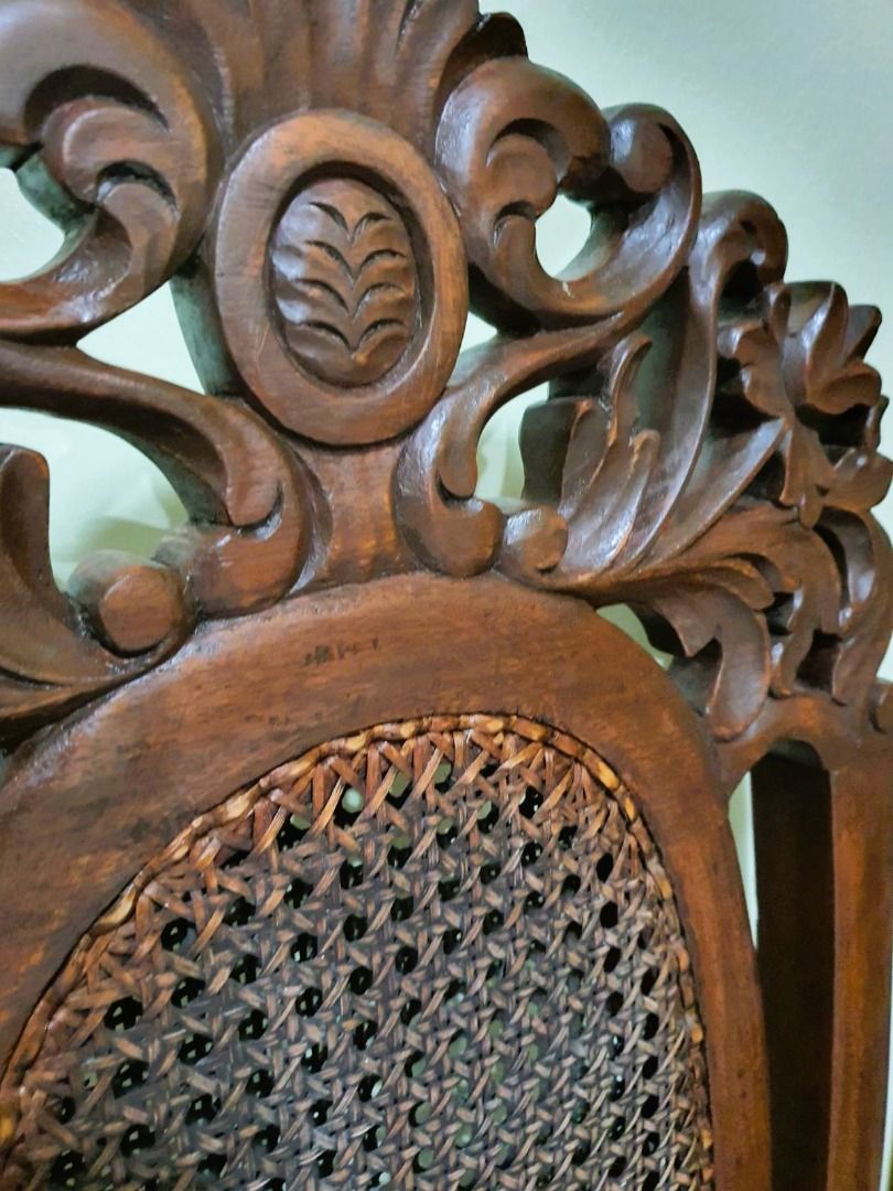 Beautiful old solihiya chair with intricate carvings, Hobbies & Toys ...