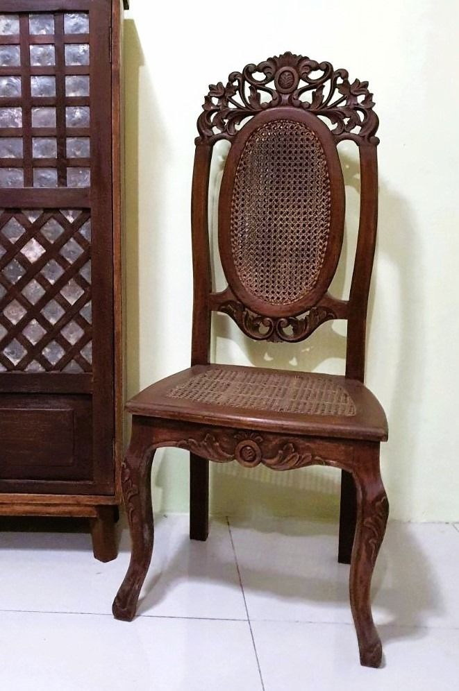Beautiful old solihiya chair with intricate carvings, Hobbies & Toys ...