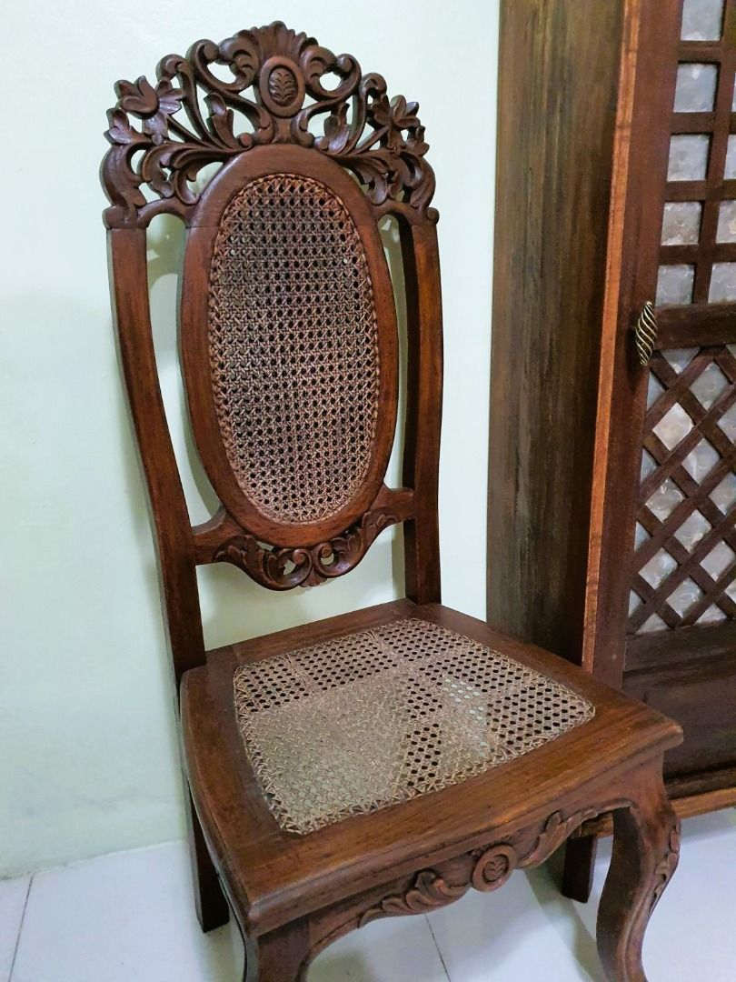 Beautiful old solihiya chair with intricate carvings, Hobbies & Toys ...