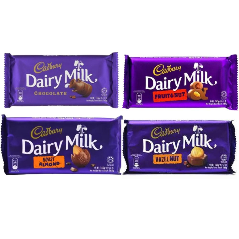 (Set of 4 Flavor )Cadbury Dairy Milk Chocolate 165g | Cadbury Dairy ...