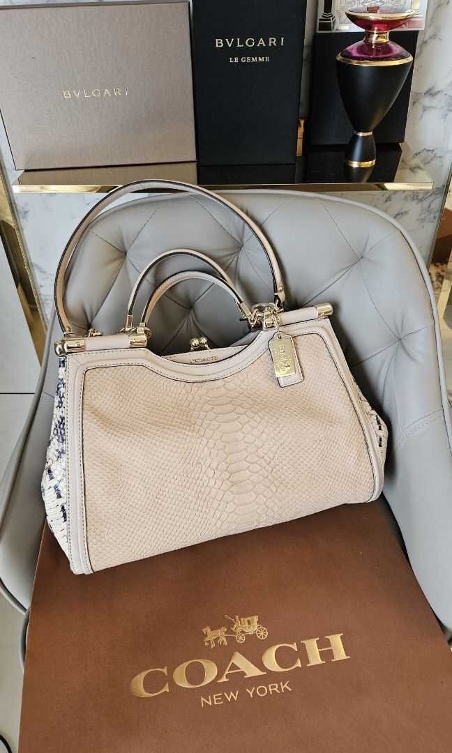 COACH python leather bag, Luxury, Bags & Wallets on Carousell