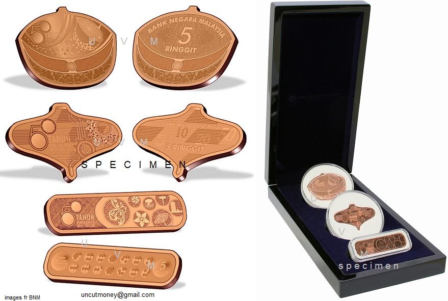 Malaysia Commemorative Proof Coin of 50th Anniversary of Kilang Bank Negara Malaysia - Set of 3 ...