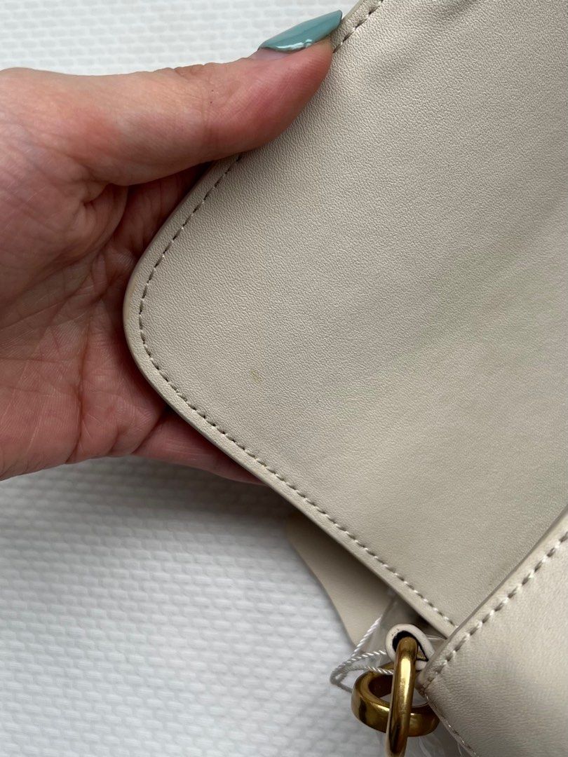 cream mini leather sling bag, Women's Fashion, Bags & Wallets, Cross ...