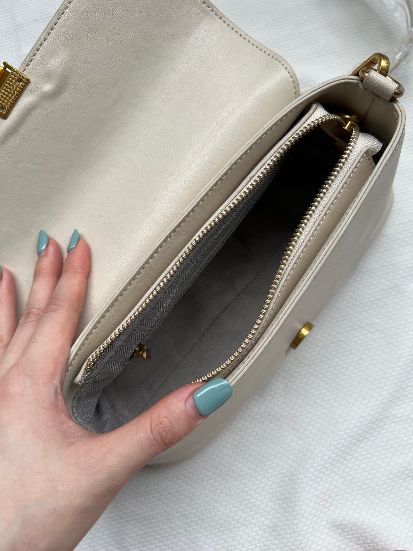 cream mini leather sling bag, Women's Fashion, Bags & Wallets, Cross ...