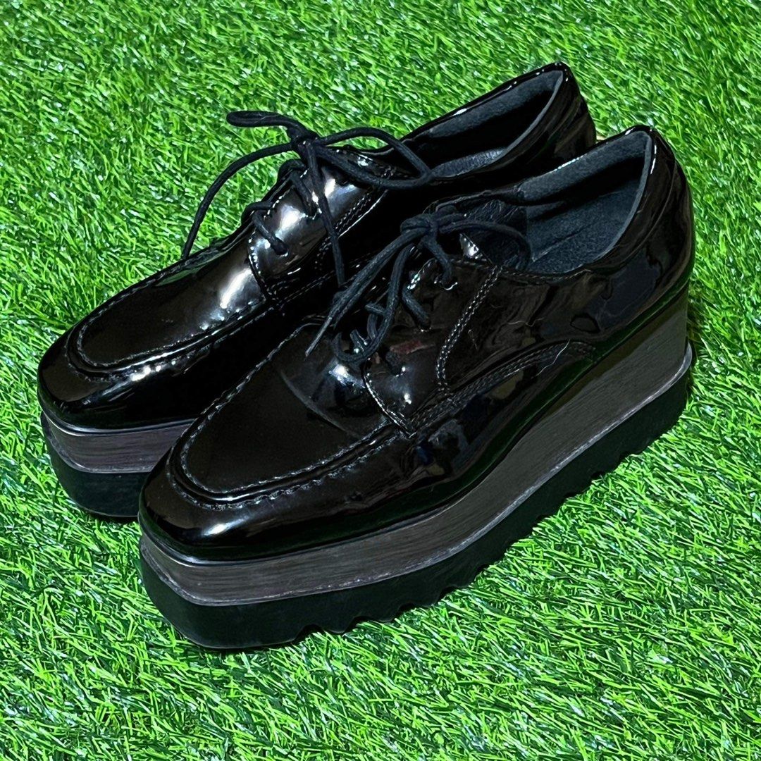 Daiyaer Black Wedge High Heels Brogues Creepers, Women's Fashion ...