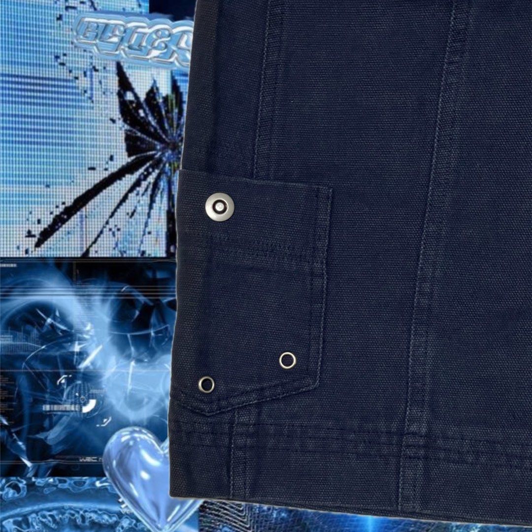 Dark blue acubi y2k grunge cargo denim-like midi skirt, Women's Fashion ...