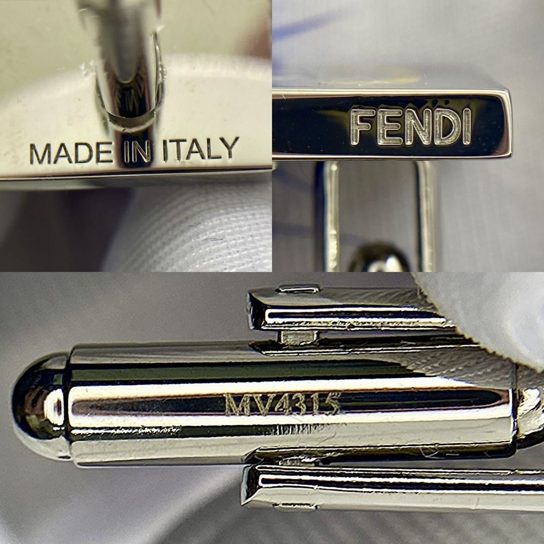 FENDI SILVER AND BLUE KARL LAGERFELD MONSTER FUR CUFF LINKS 237037998 ...