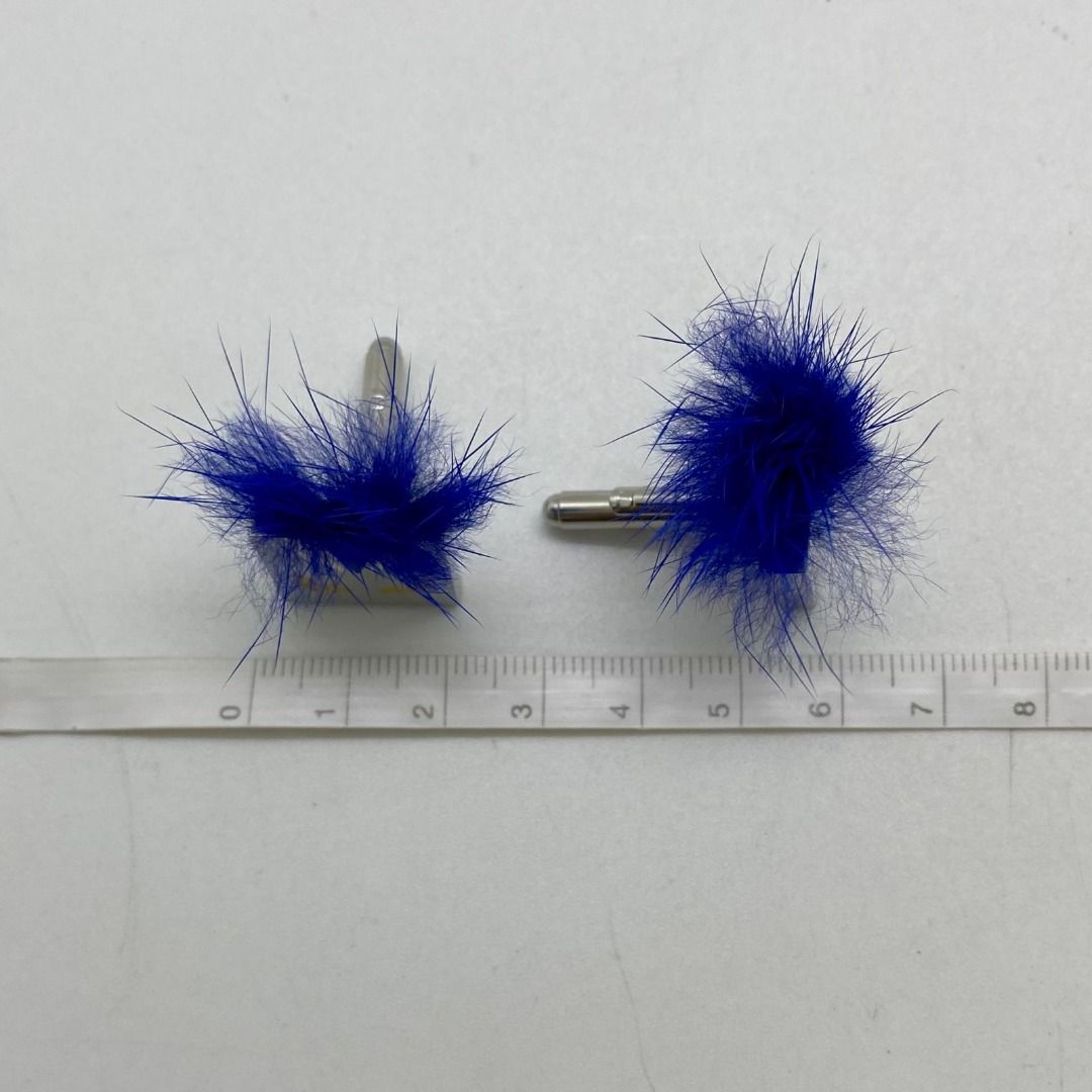 FENDI SILVER AND BLUE KARL LAGERFELD MONSTER FUR CUFF LINKS 237037998 ...