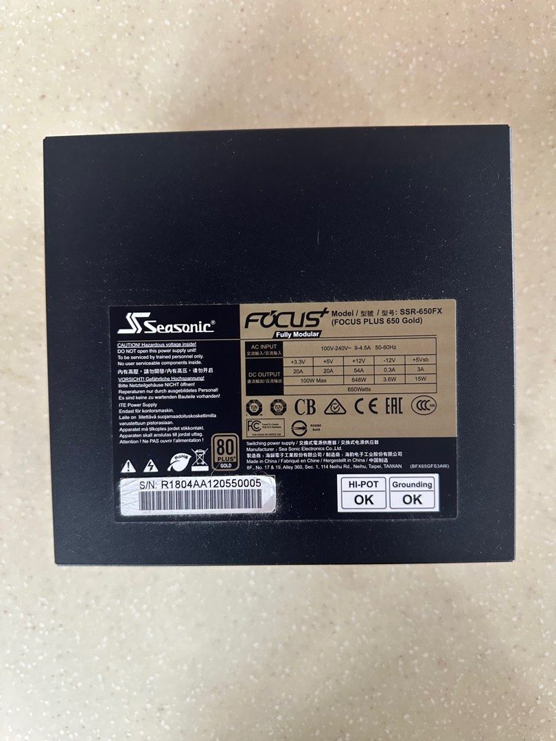 Focus Plus Gold 650W Power Supply (Fully Modular) PSU, Computers & Tech ...