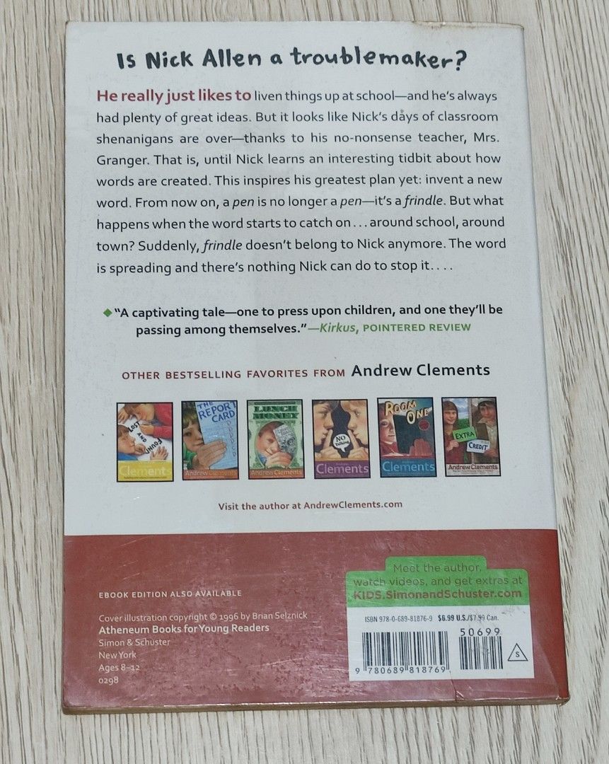 Frindle by Andrew Clements, Hobbies & Toys, Books & Magazines, Fiction ...